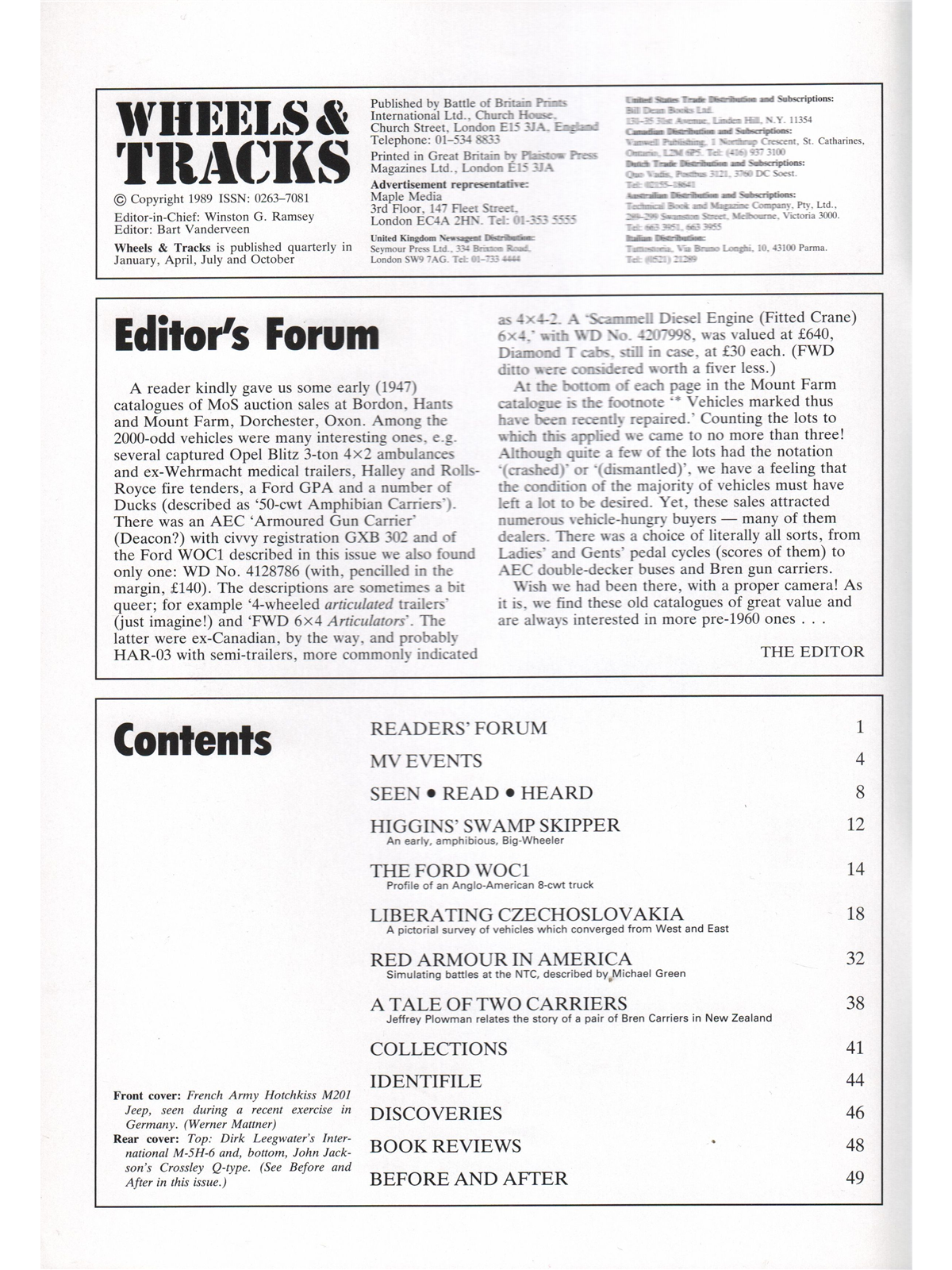 WHEELS & TRACKS magazine No 26 The Ford WOC1 - 20th Century House