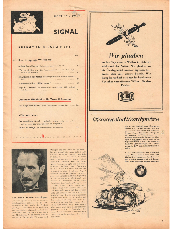 Signal magazine No 19 from 1944 German language - 20th Century House