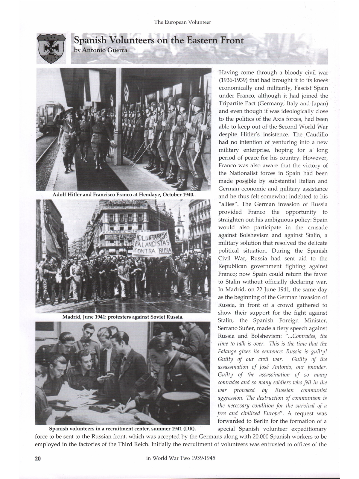 The European Volunteer in World War Two 1939-1945 magazine No 1 - 20th ...