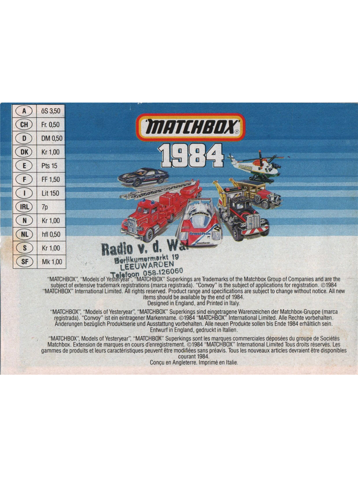 Electronic publication (PDF) Matchbox Collector's catalogue 1984 - 20th ...